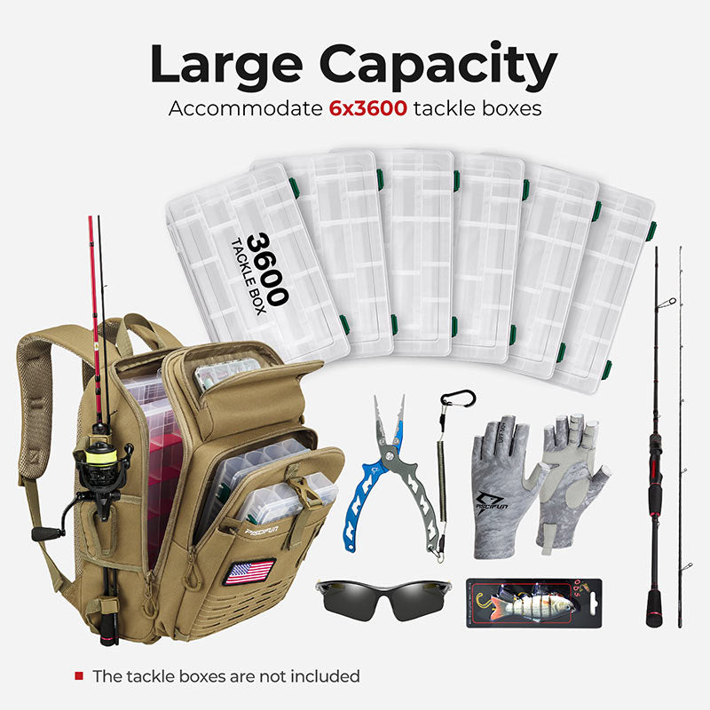 Fishing Backpack with Rod & Gear Holder, MOLLE system | Piscifun