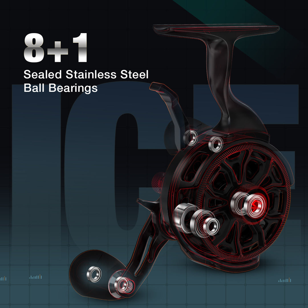 Piscifun ICX Carbon Ice Fishing Reel, 3.2:1 Inline FreeSpool Ice Reel ...