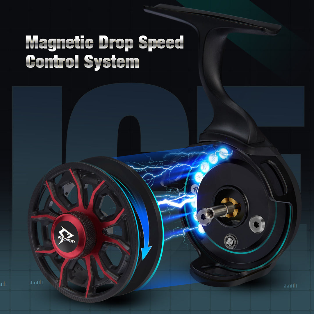 Piscifun ICX Carbon Ice Fishing Reel, 3.2:1 Inline FreeSpool Ice Reel ...